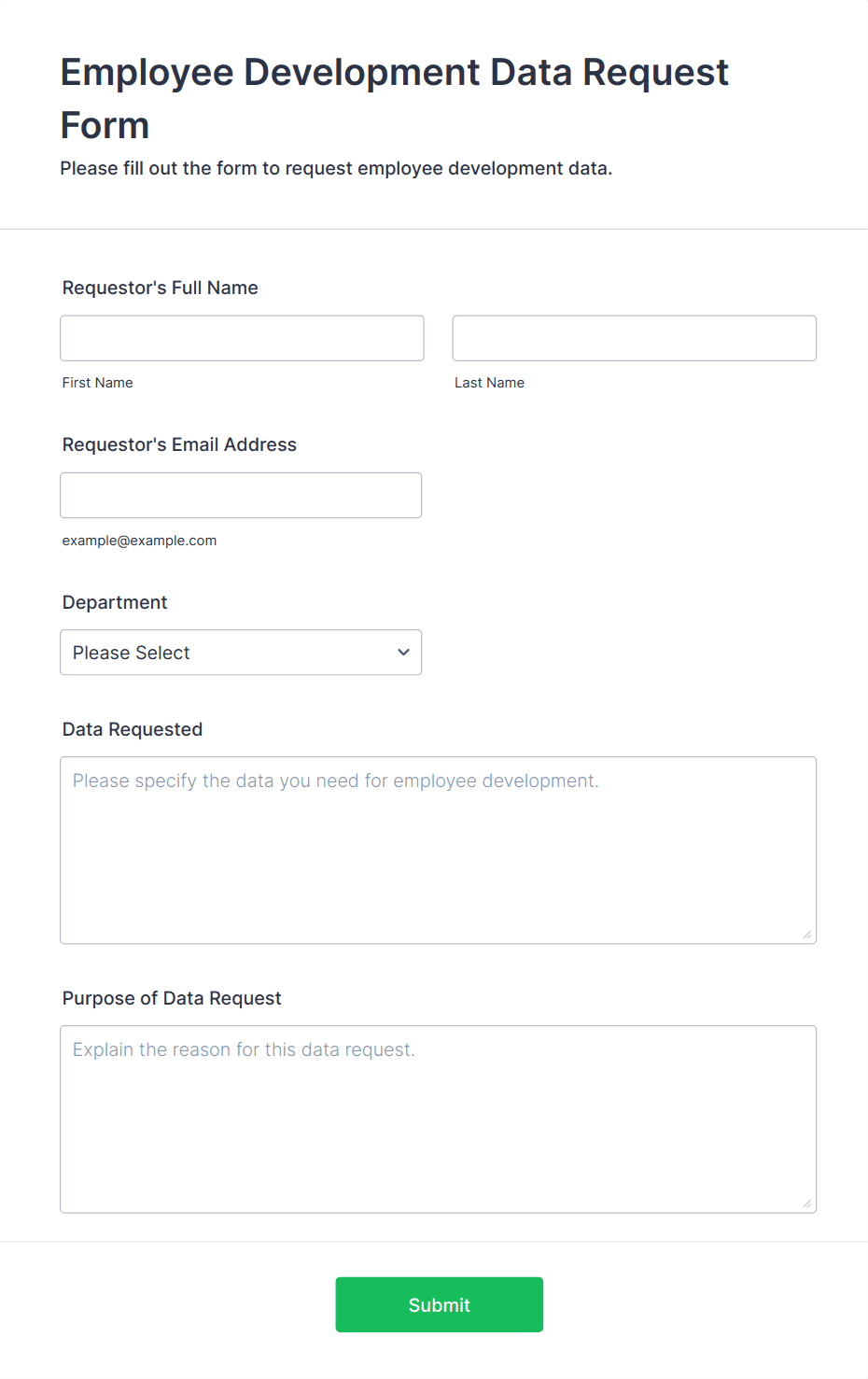 Employee Development Data Request Form Template | Jotform