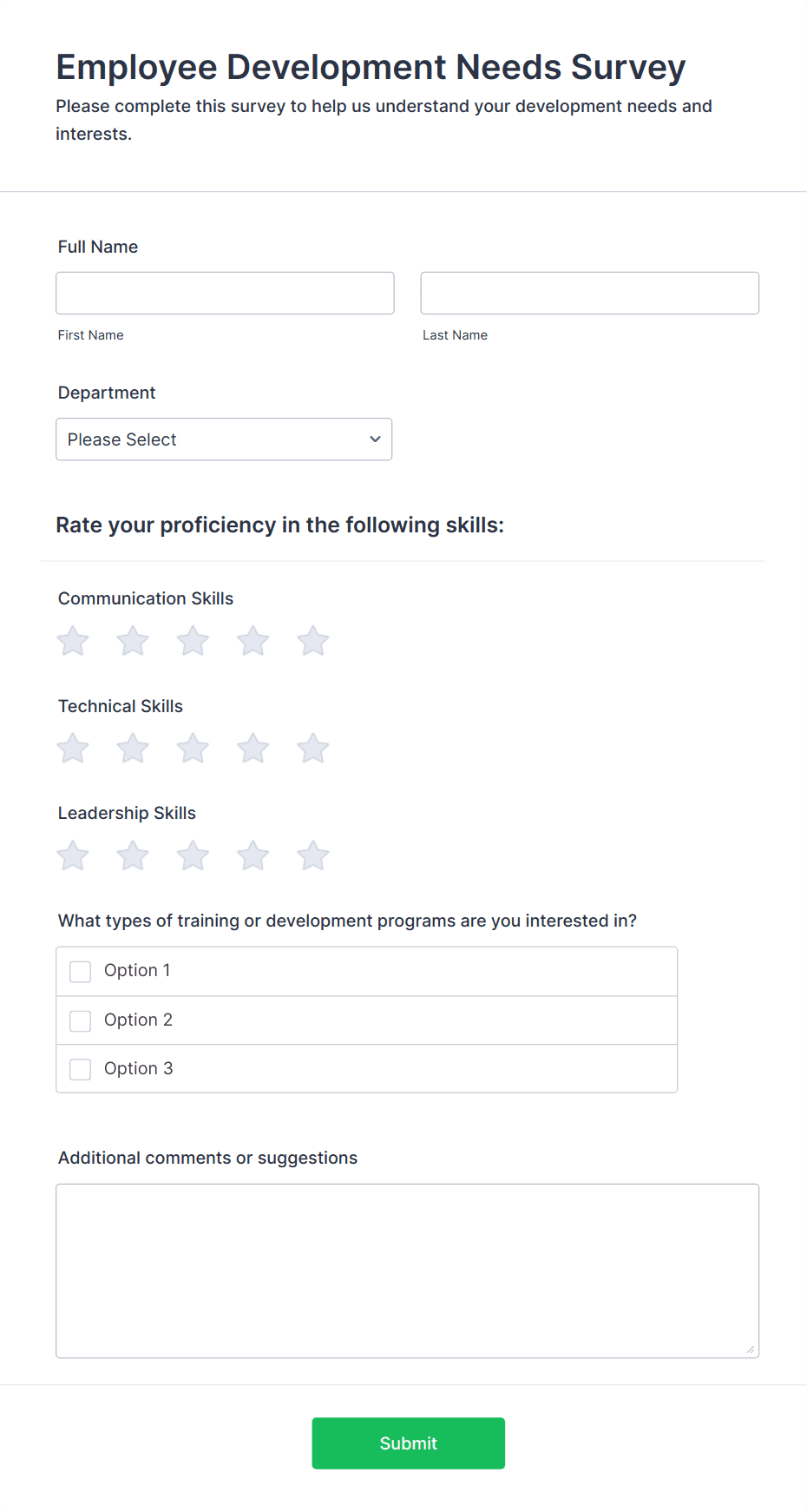 Employee Development Needs Survey Form Template | Jotform