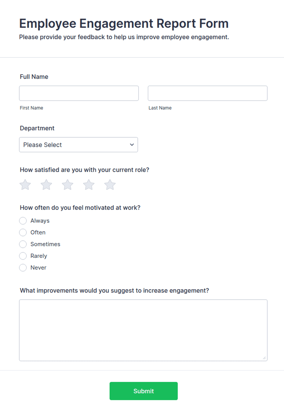 Employee Engagement Report Form Template | Jotform