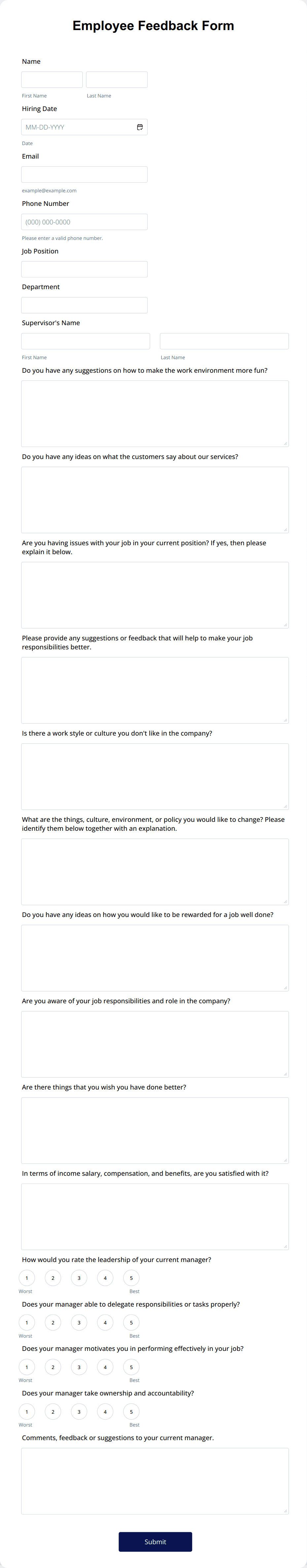 Employee Feedback Form Template | Jotform