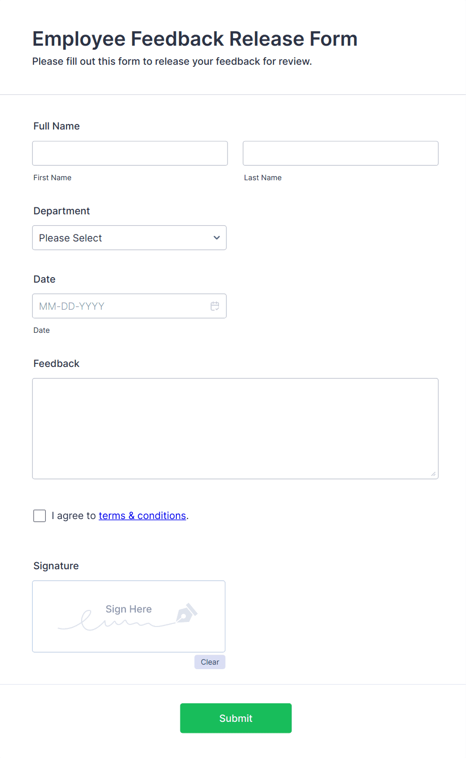 Employee Feedback Release Form Template | Jotform