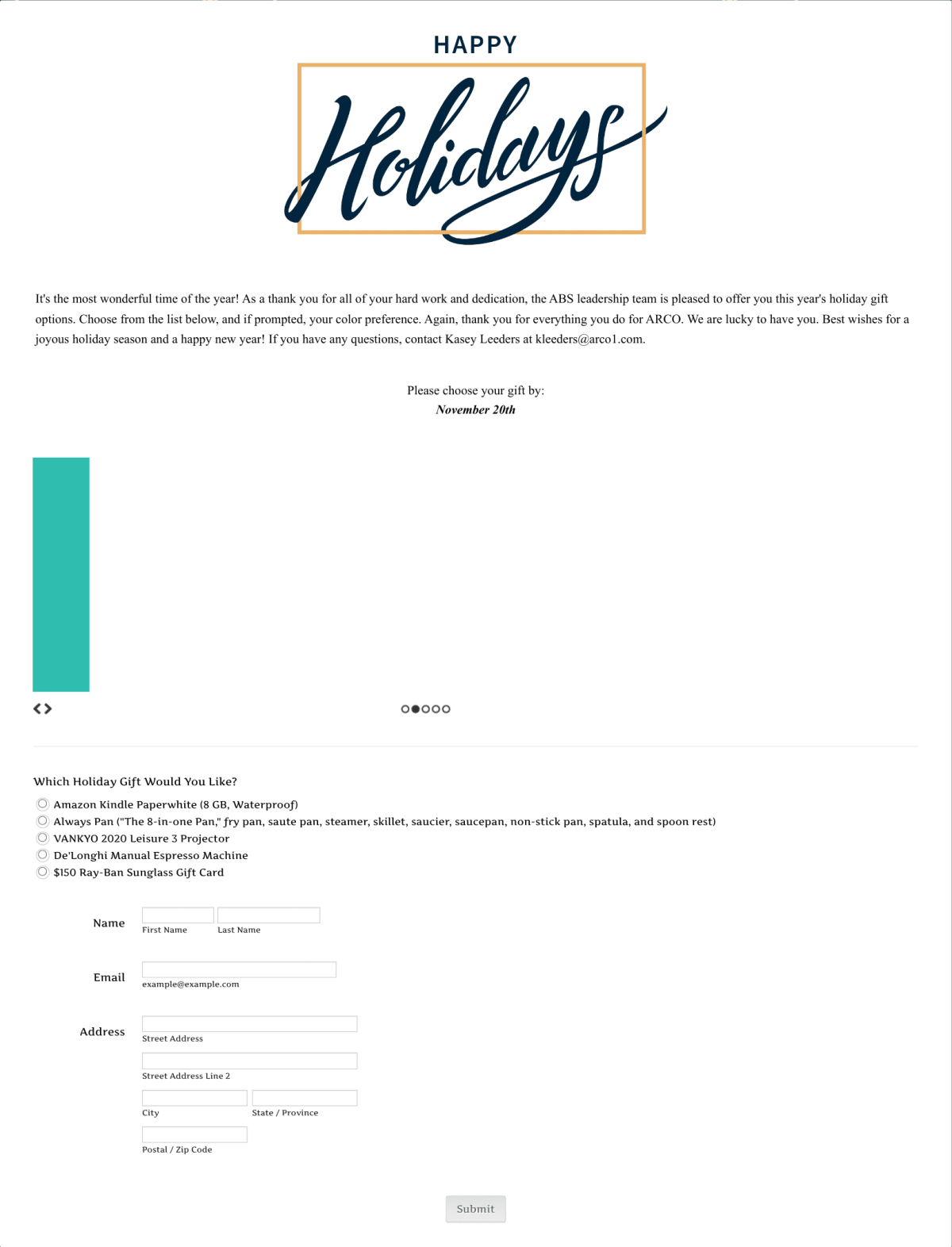 Employee Holiday Gift Order Form Template | Jotform