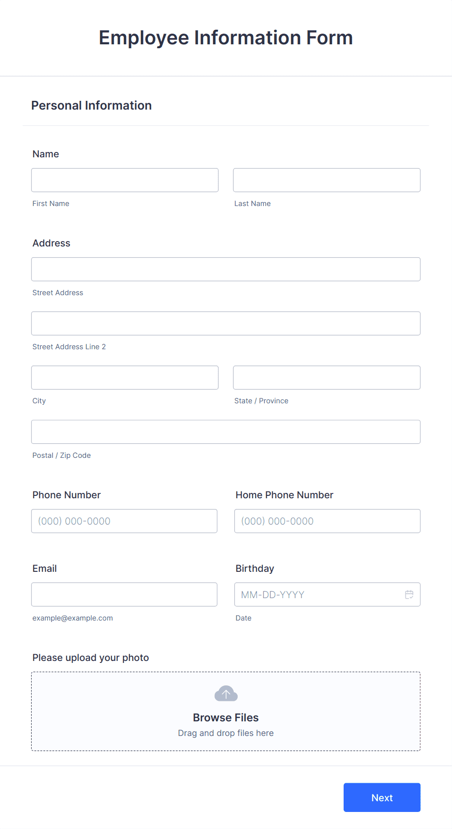 Employee Information Form Template | Jotform