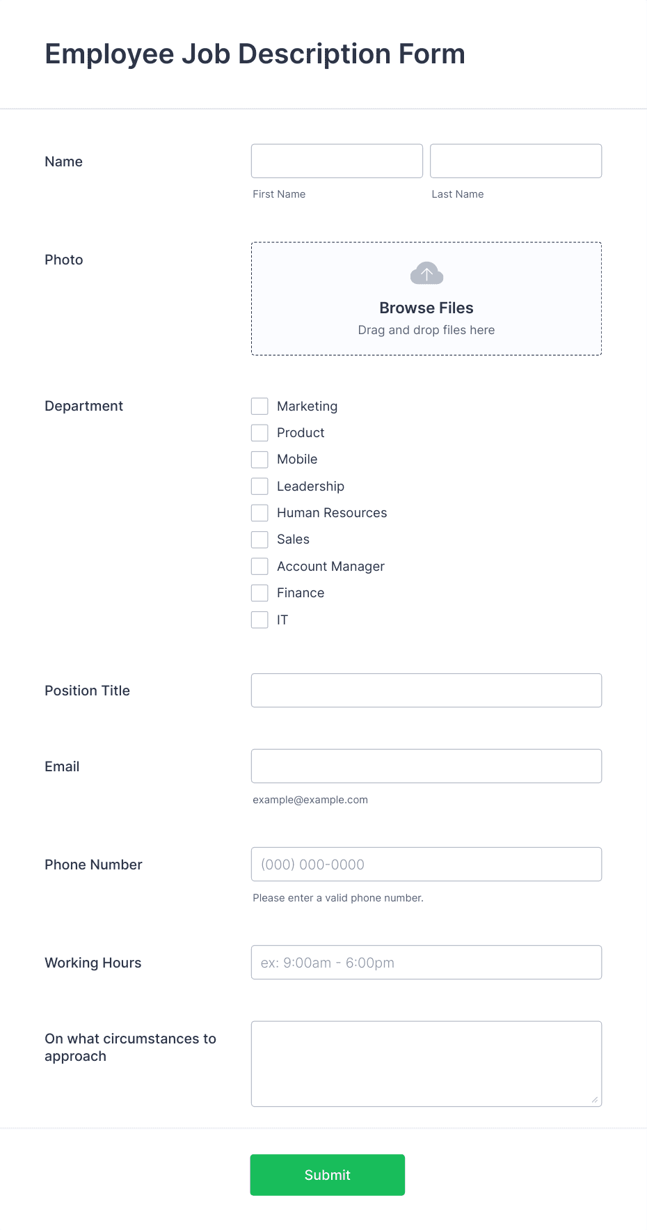 Employee Job Description Form Template | Jotform