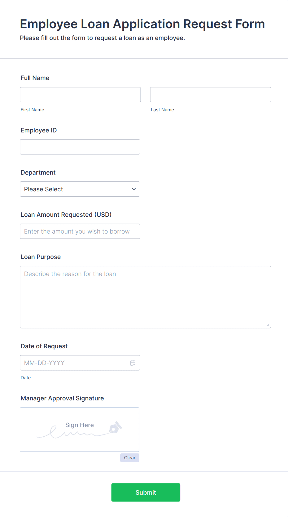 Employee Loan Application Request Form Template | Jotform