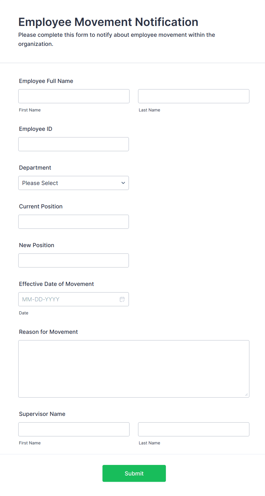 Employee Movement Notification Form Template | Jotform