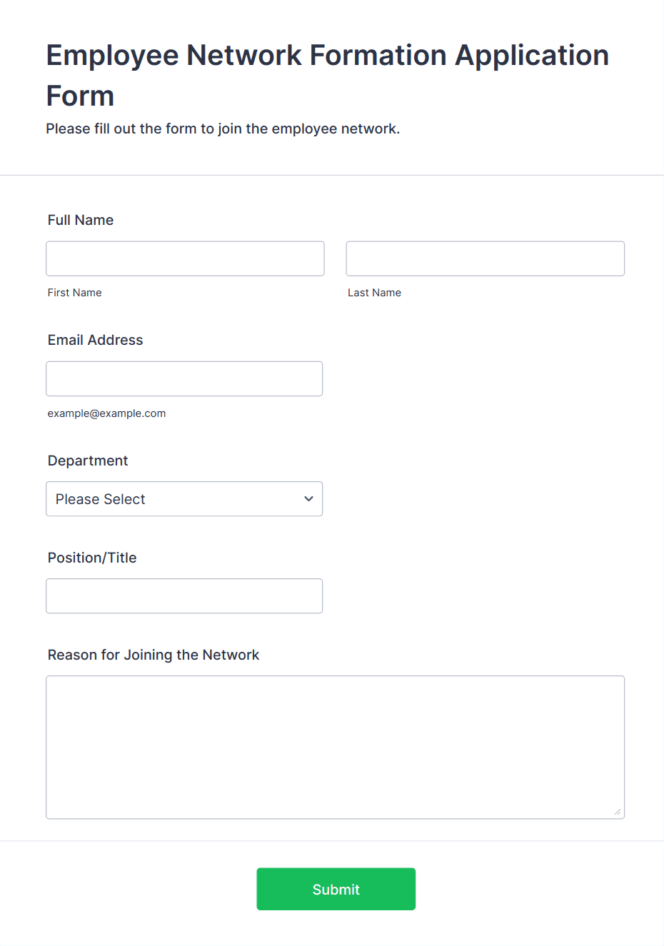 Employee Network Formation Application Form Template | Jotform