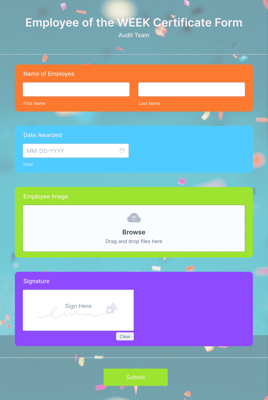 Employee of the Month Certificate Form Template | Jotform