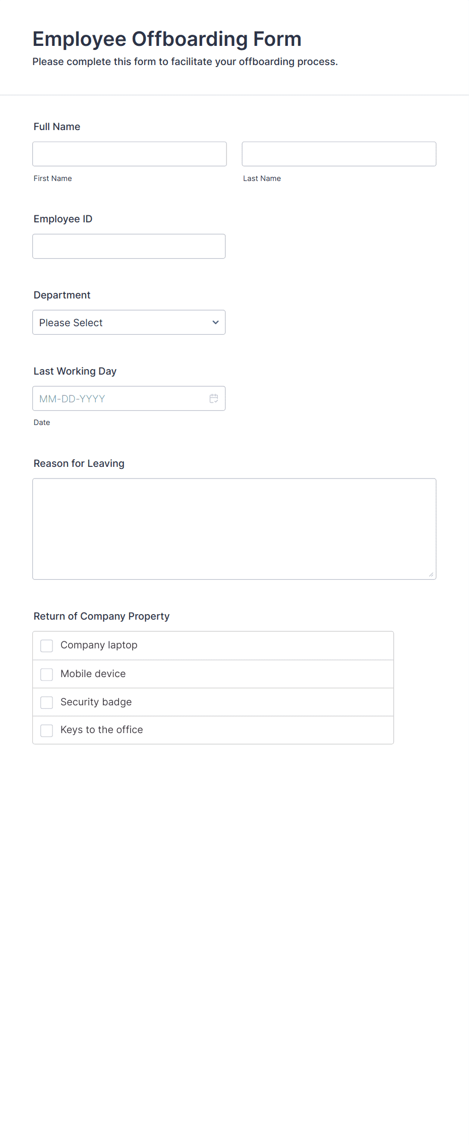 Employee Offboarding Form Template | Jotform
