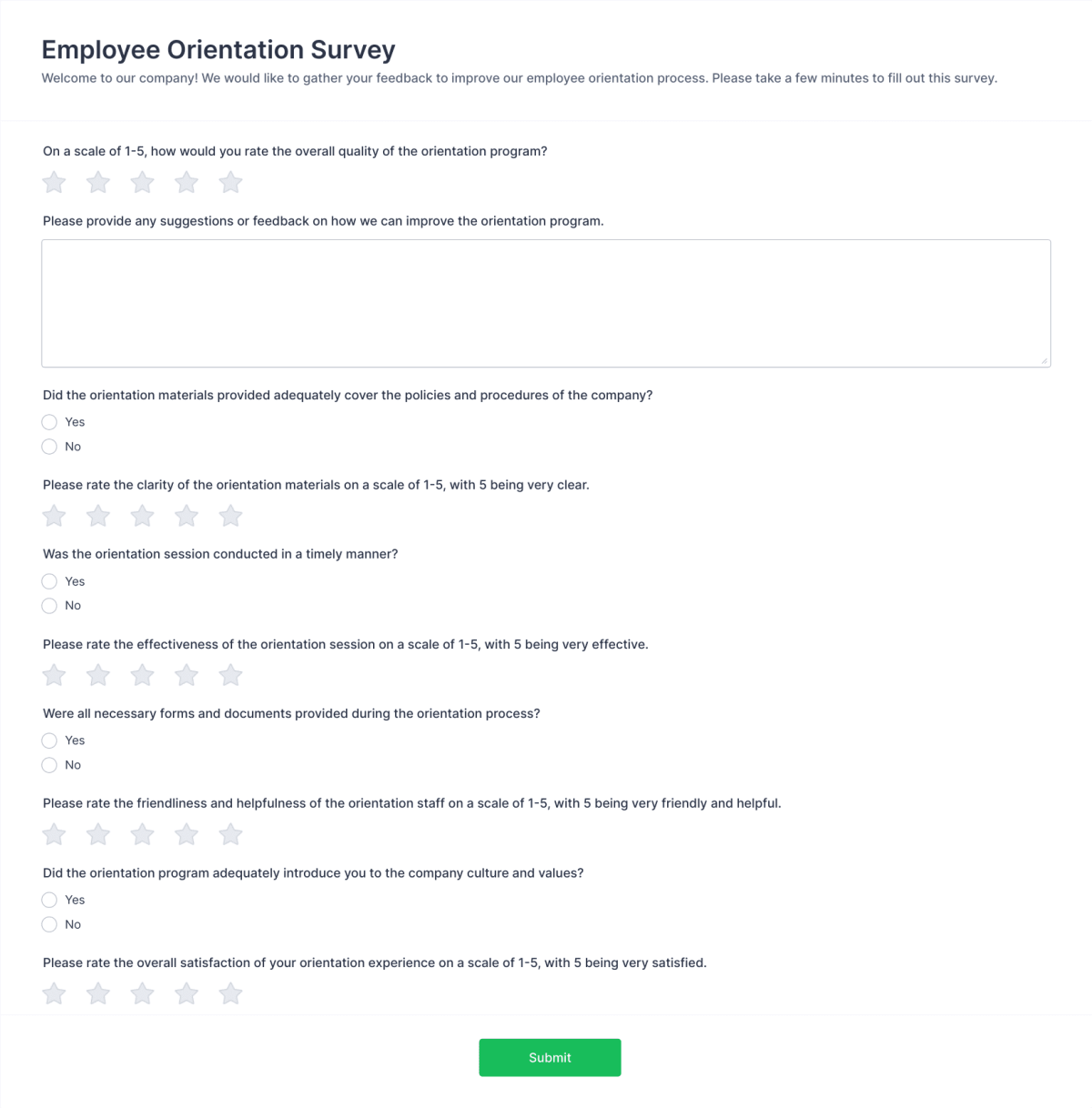 Employee Orientation Survey Form Template | Jotform