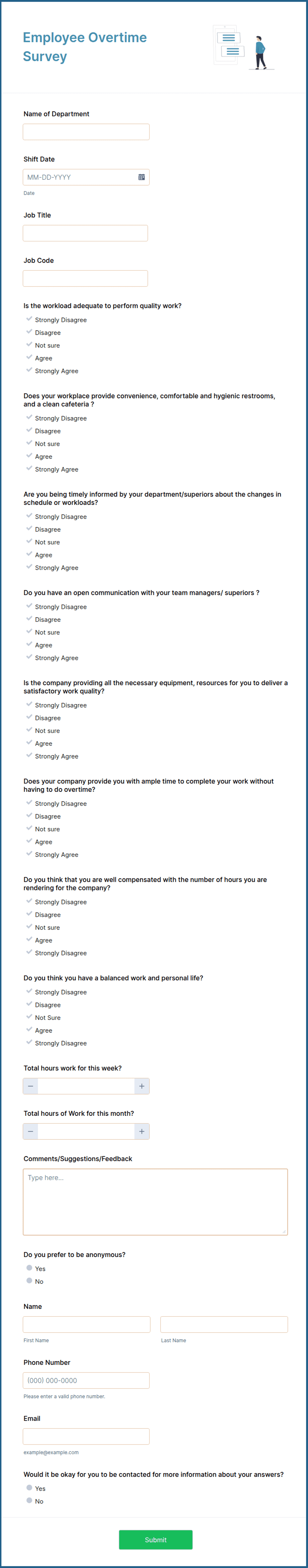 Employee Overtime Survey Form Template | Jotform