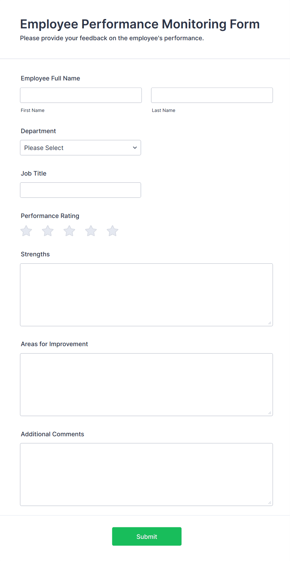 Employee Performance Monitoring Form Template | Jotform