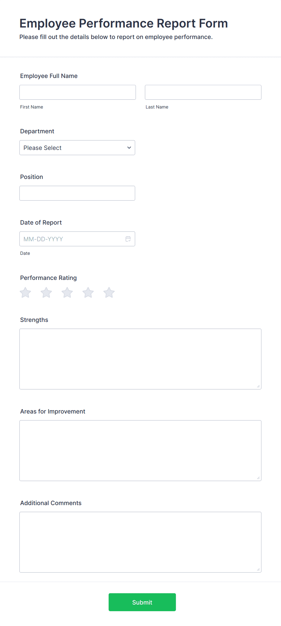 Employee Performance Report Form Template | Jotform