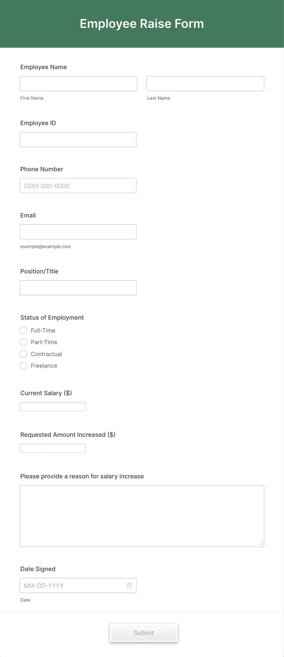 Employee Raise Form Template | Jotform