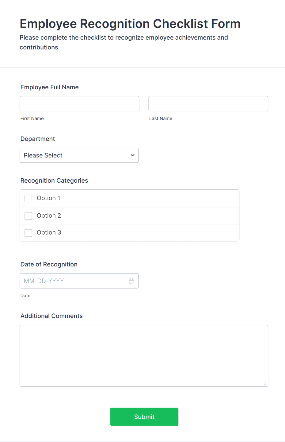 Employee Recognition Checklist Form Template | Jotform
