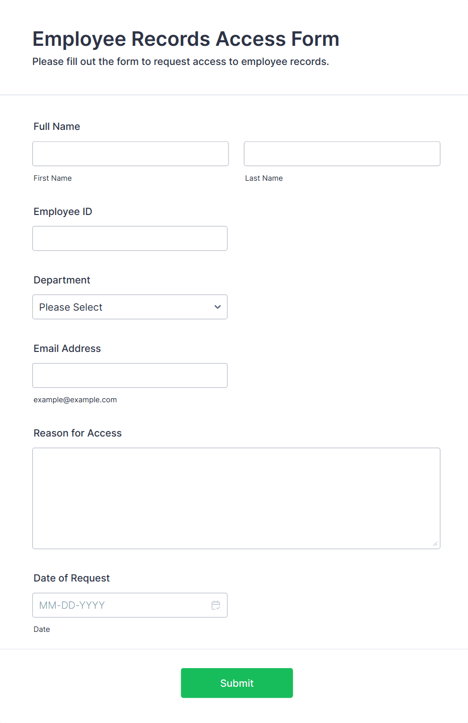 Employee Records Access Form Template | Jotform
