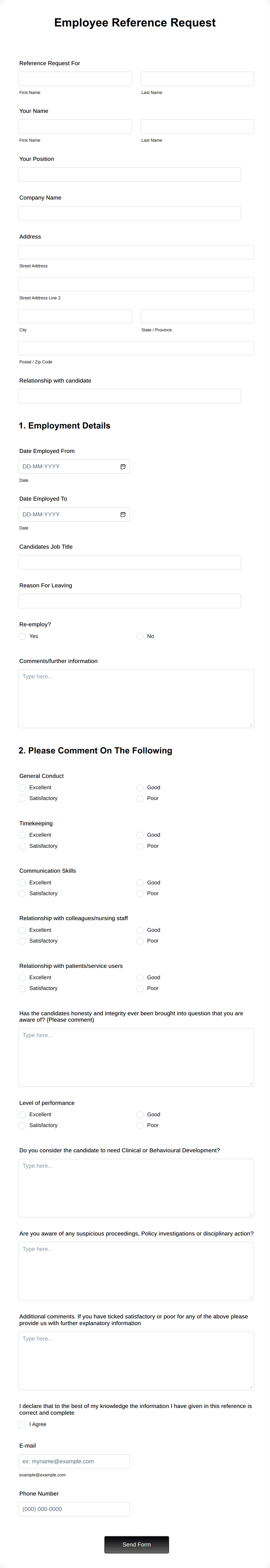 Employee Reference Request Form Template | Jotform
