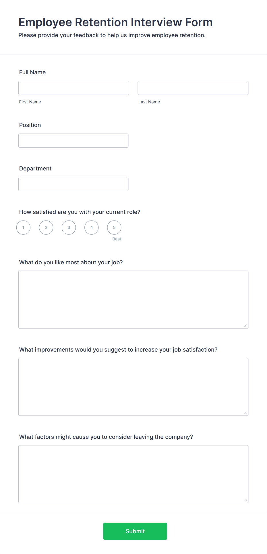 Employee Retention Interview Form Template | Jotform