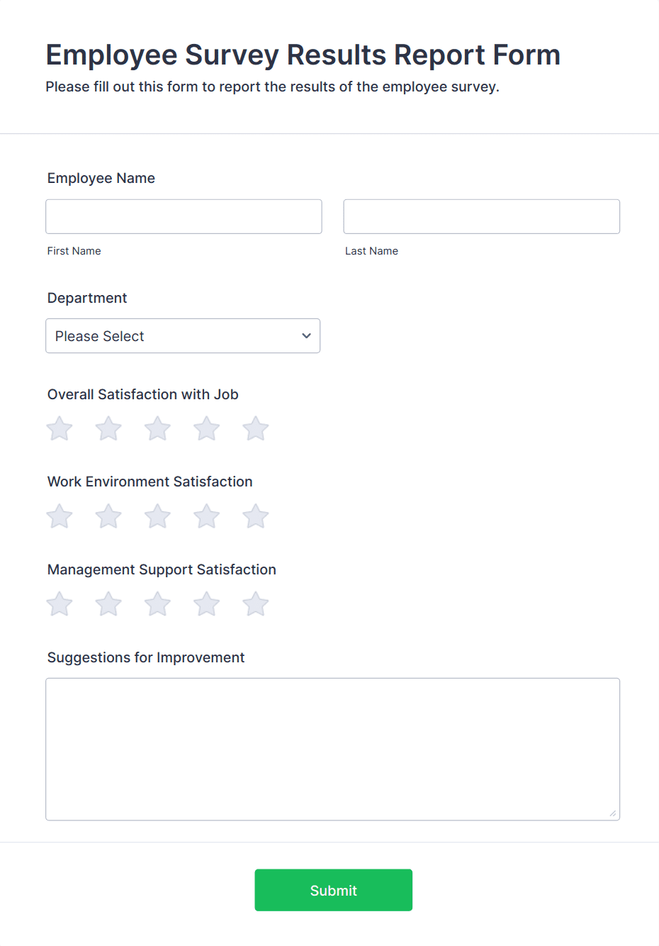 Employee Survey Results Report Form Template | Jotform