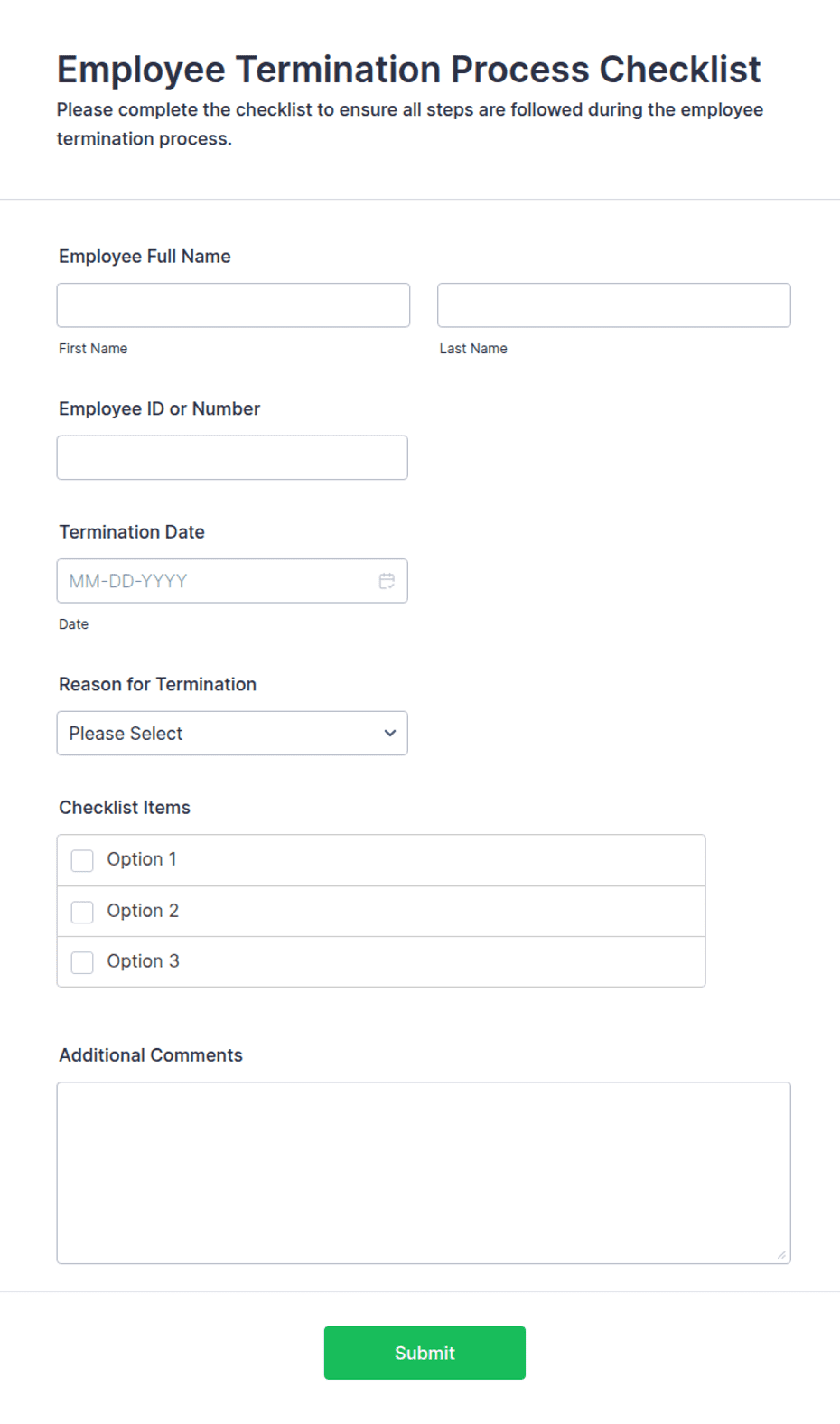 Employee Termination Process Checklist Form Template | Jotform