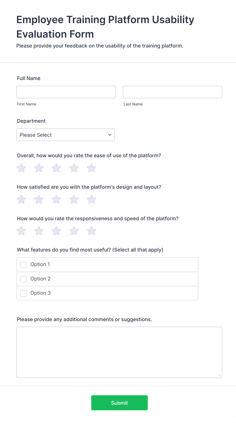Employee Training Platform Usability Evaluation Form Template | Jotform
