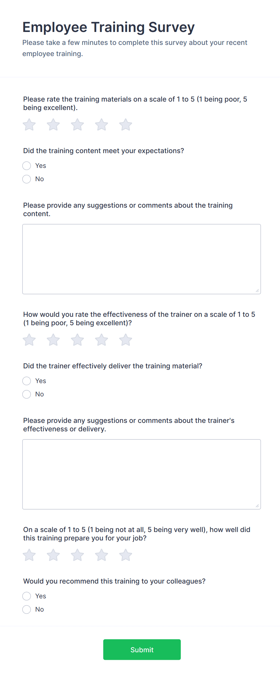 Employee Training Survey Form Template | Jotform