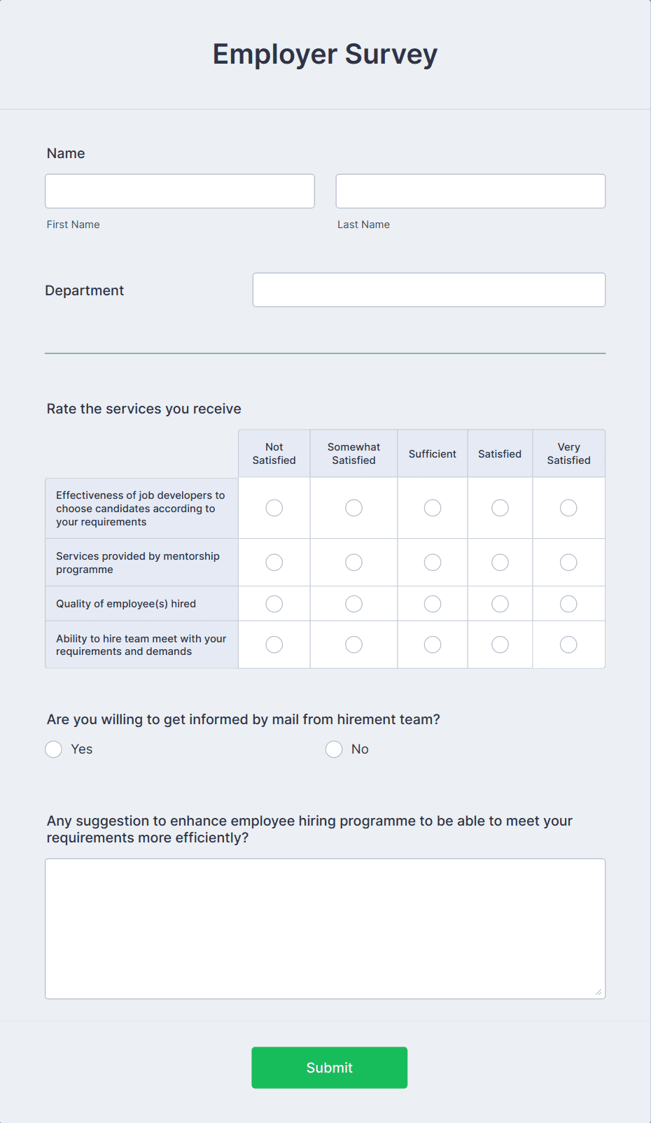 Employer Survey Form Template | Jotform