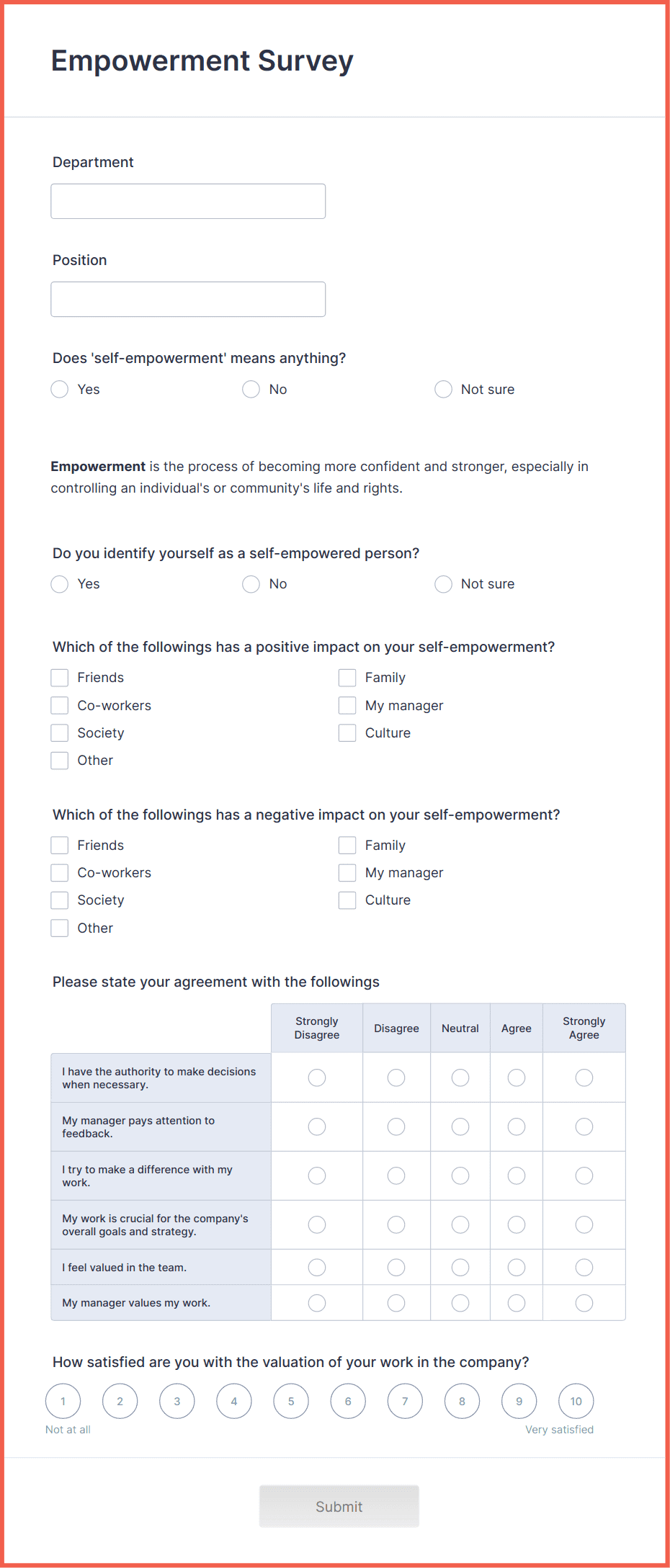 Empowerment Survey Form Template | Jotform