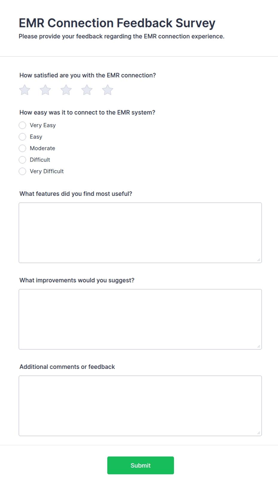 EMR Connection Feedback Survey Form Template | Jotform