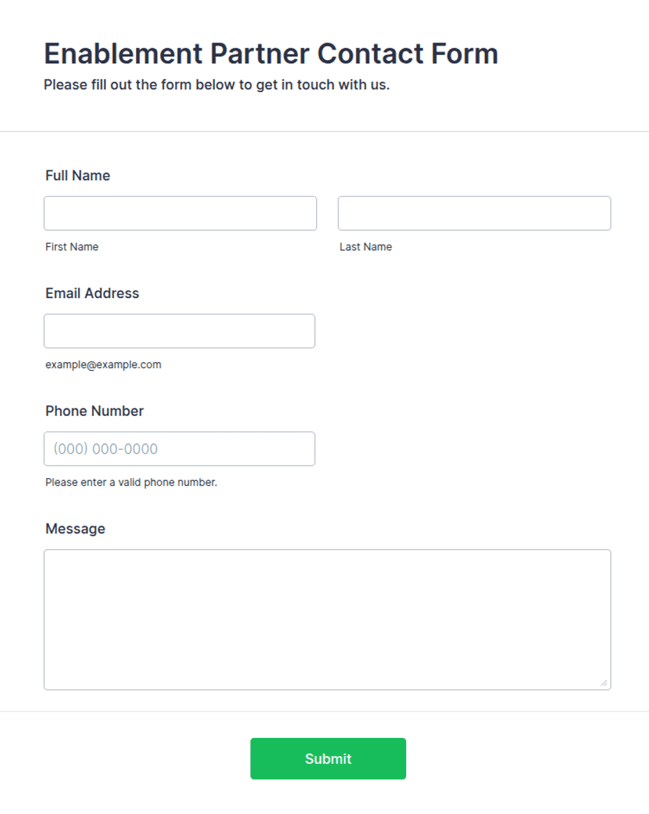 Enablement Partner Contact Form Template | Jotform