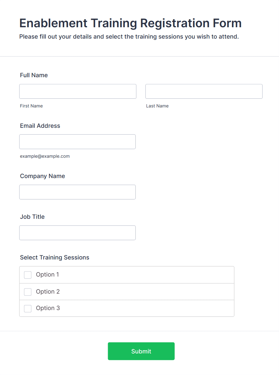 Enablement Training Registration Form Template | Jotform