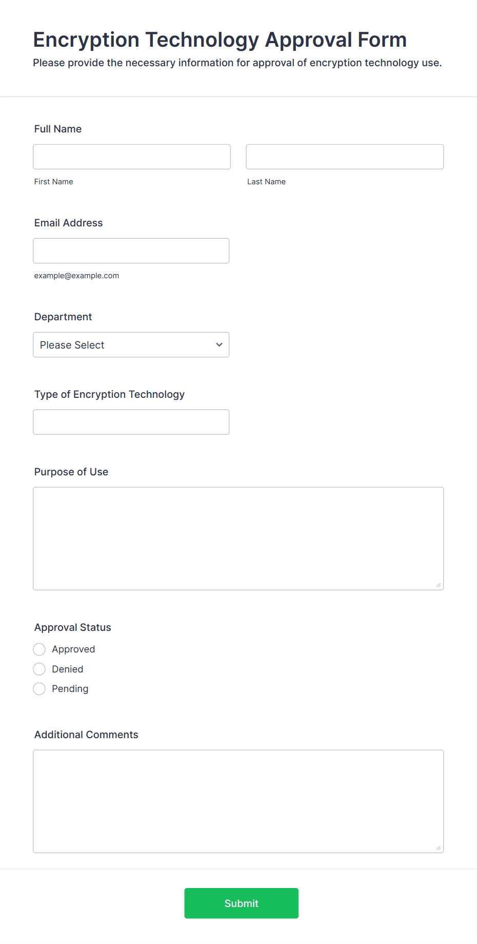 Encryption Technology Approval Form Template | Jotform