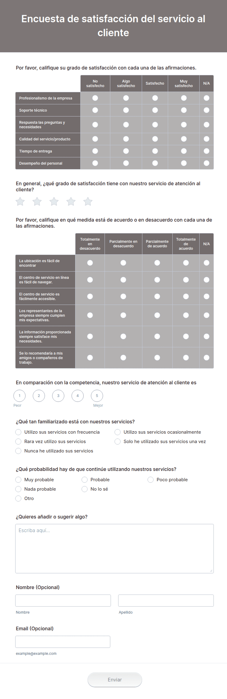 Encuesta de satisfacción del servicio al cliente Plantilla de ...