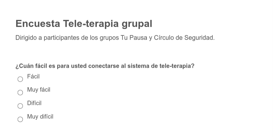 Encuesta Tele-terapia grupal Plantilla de formulario | Jotform