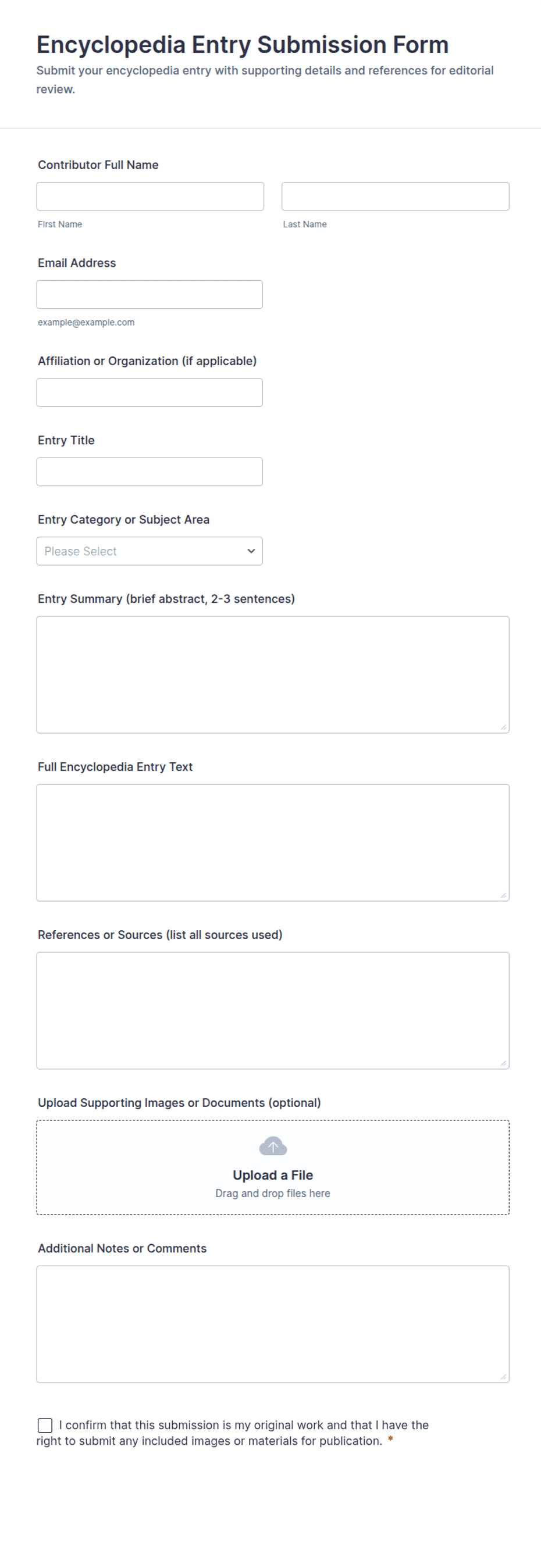 Encyclopedia Entry Submission Form Template | Jotform