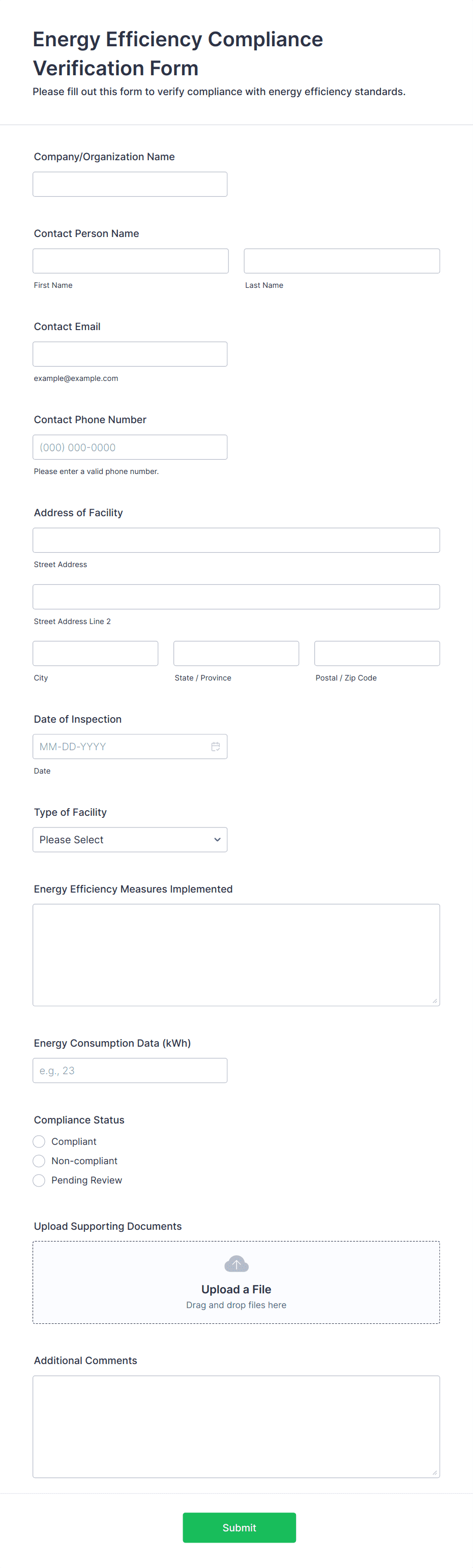 Energy Efficiency Compliance Verification Form Template | Jotform