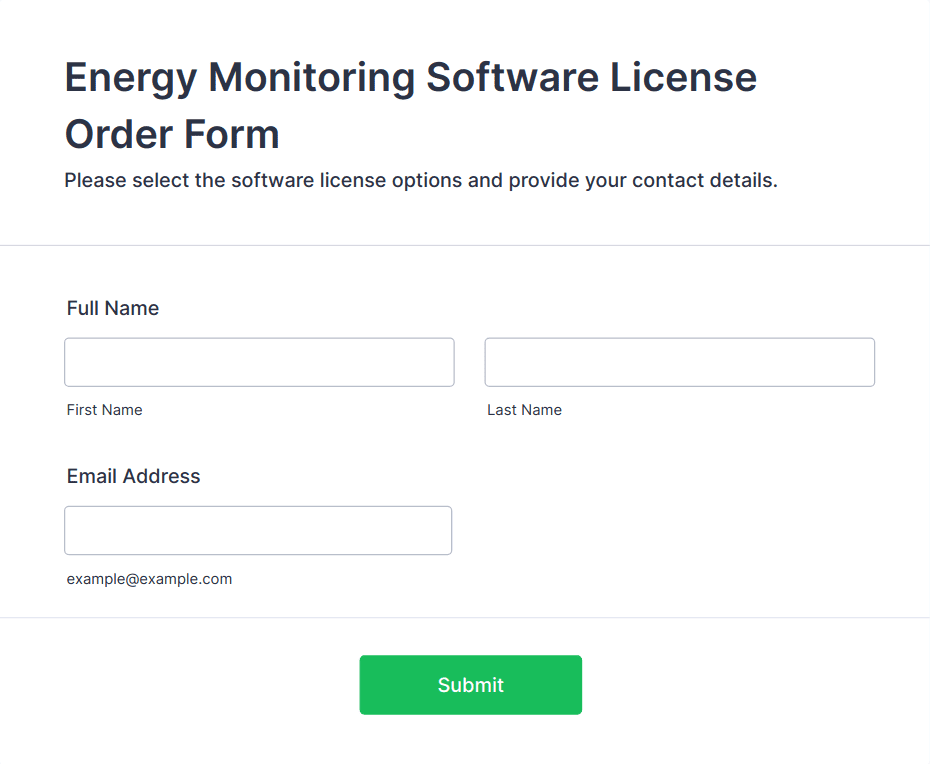 Energy Monitoring Software License Order Form Template | Jotform