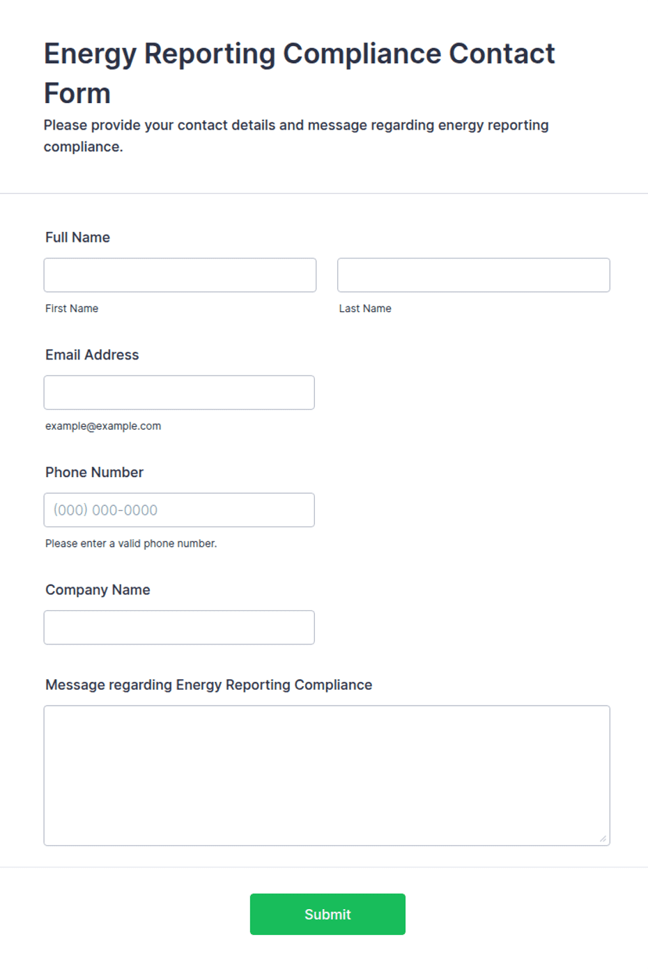Energy Reporting Compliance Contact Form Template | Jotform