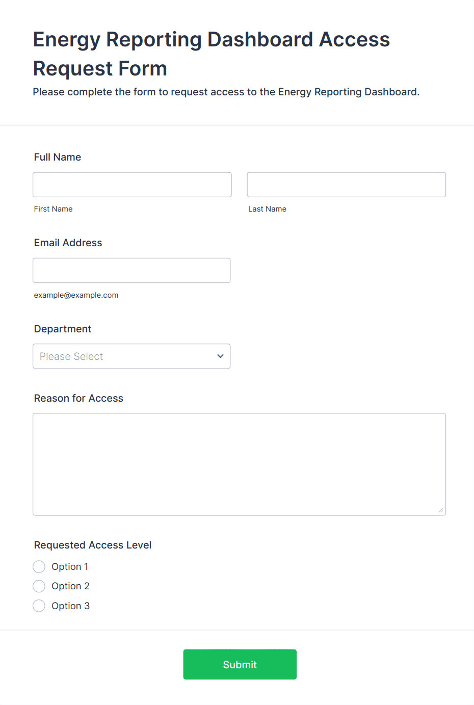 Energy Reporting Dashboard Access Request Form Template | Jotform