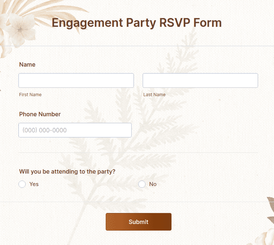 Engagement Party RSVP Form Template | Jotform