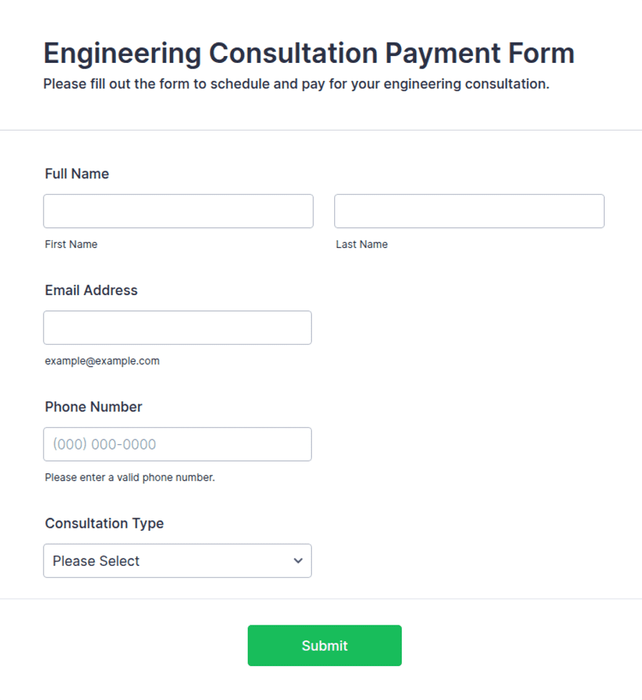 Engineering Consultation Payment Form Template | Jotform