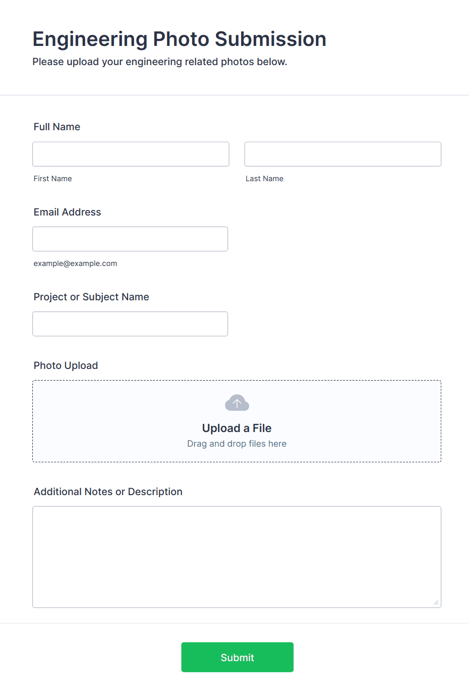 Engineering Photo Submission Form Template | Jotform