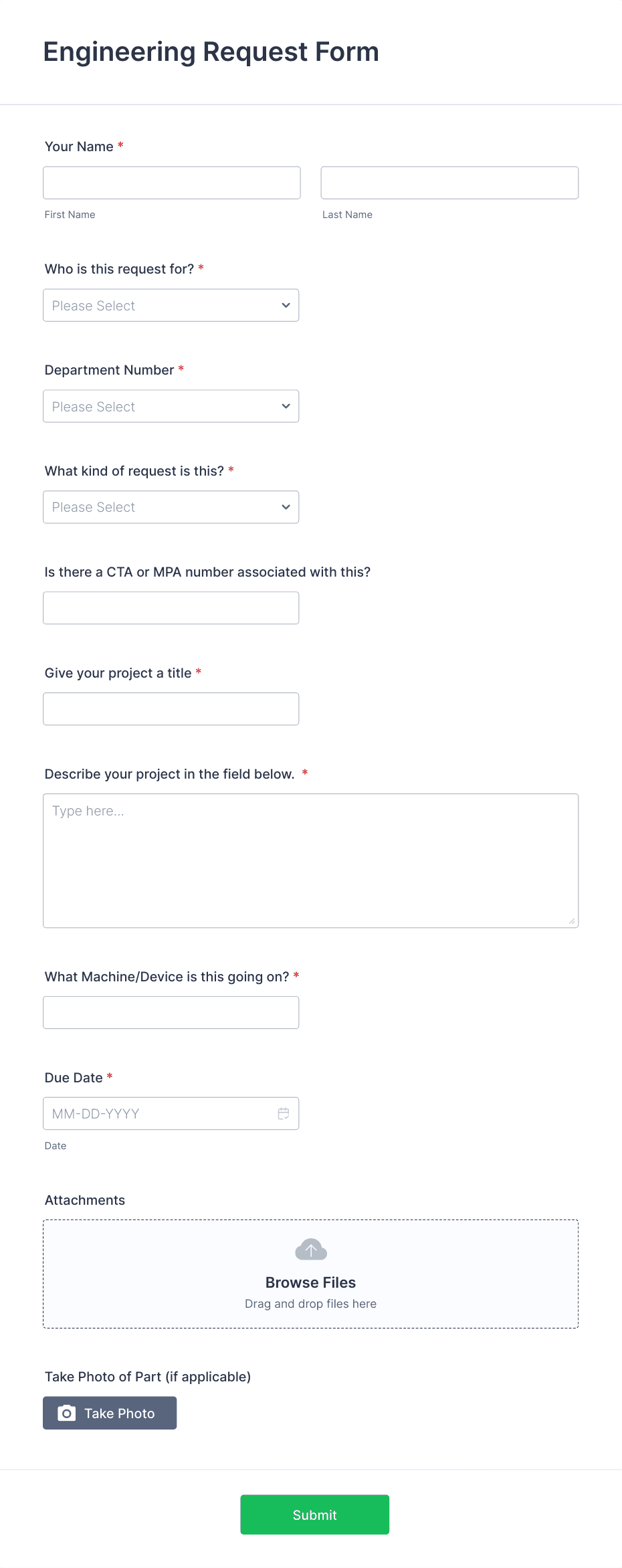 Engineering Request Form Template | Jotform