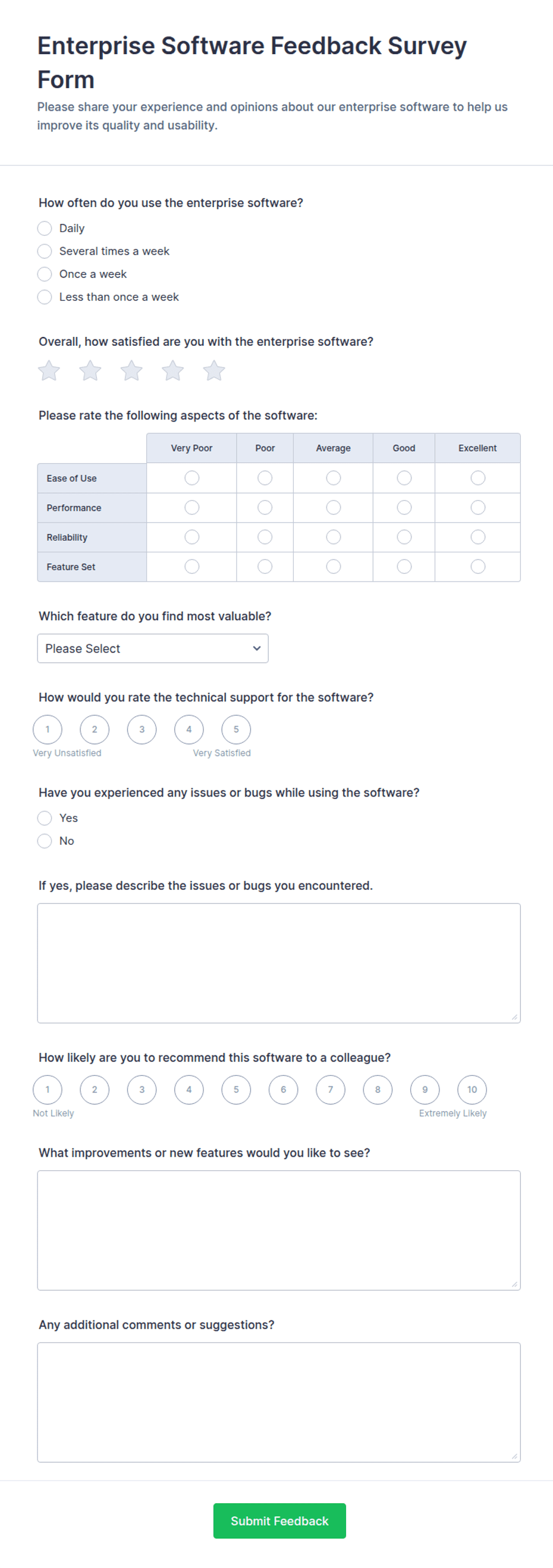 Enterprise Software Feedback Survey Form Template | Jotform