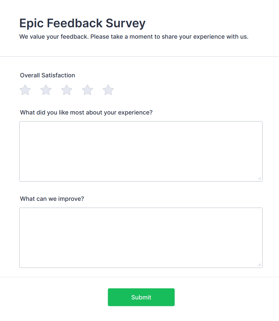 Epic Feedback Survey Form Template | Jotform