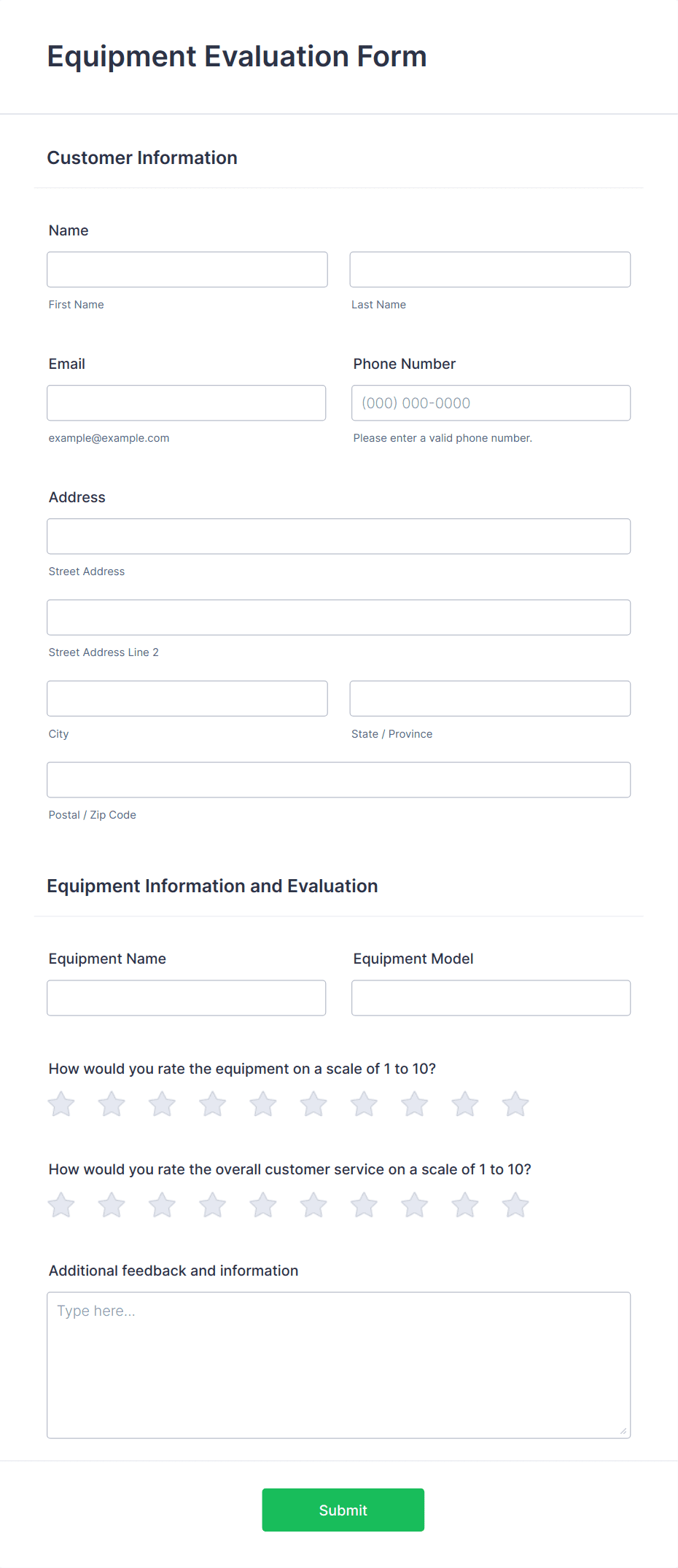 Equipment Evaluation Form Template | Jotform
