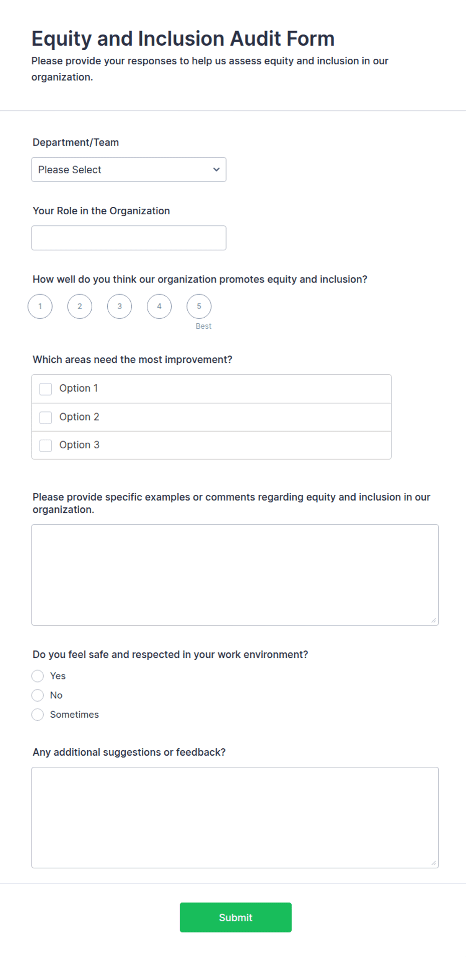 Equity and Inclusion Audit Form Template | Jotform