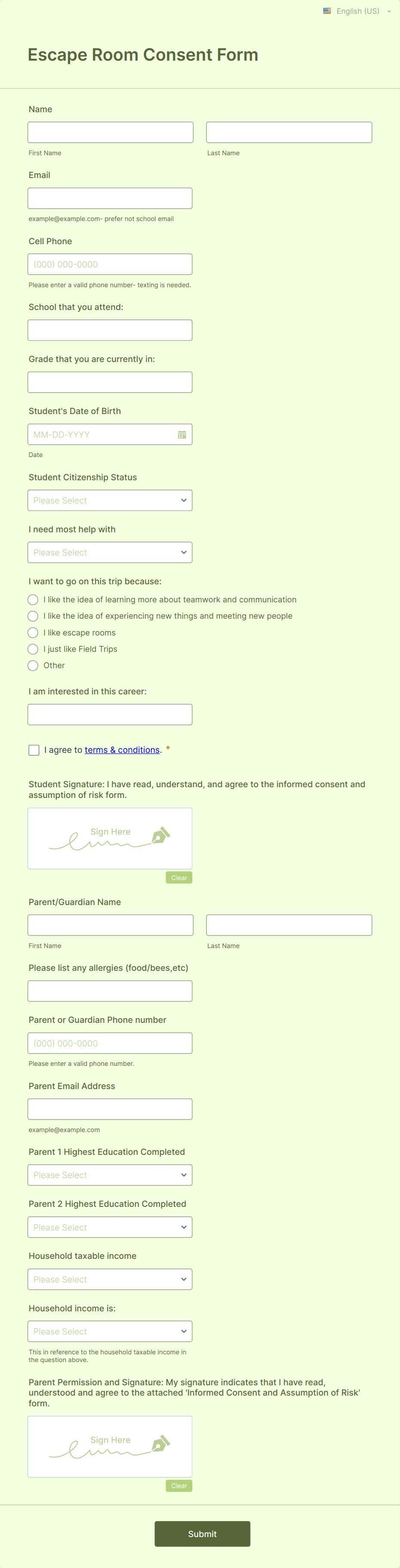 Escape Room Consent Form Template | Jotform