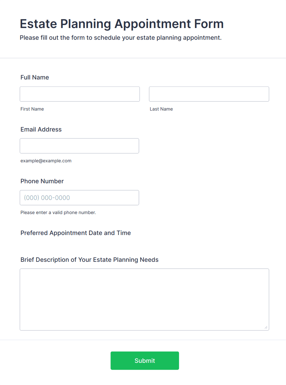 Estate Planning Appointment Form Template | Jotform