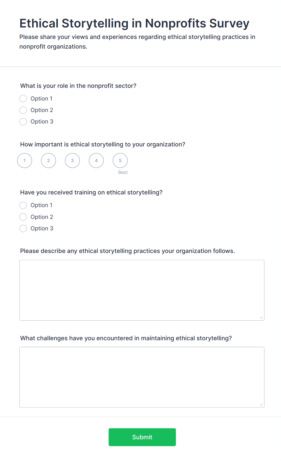 Ethical Storytelling in Nonprofits Survey Form Template | Jotform